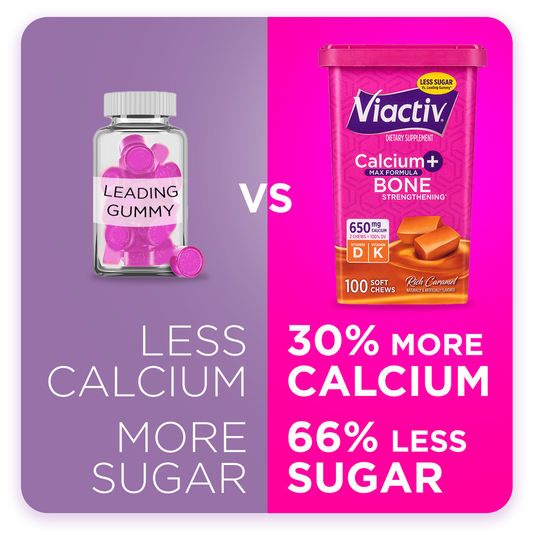 Chewable Calcium + Vitamin D Supplement, Caramel | Viactiv