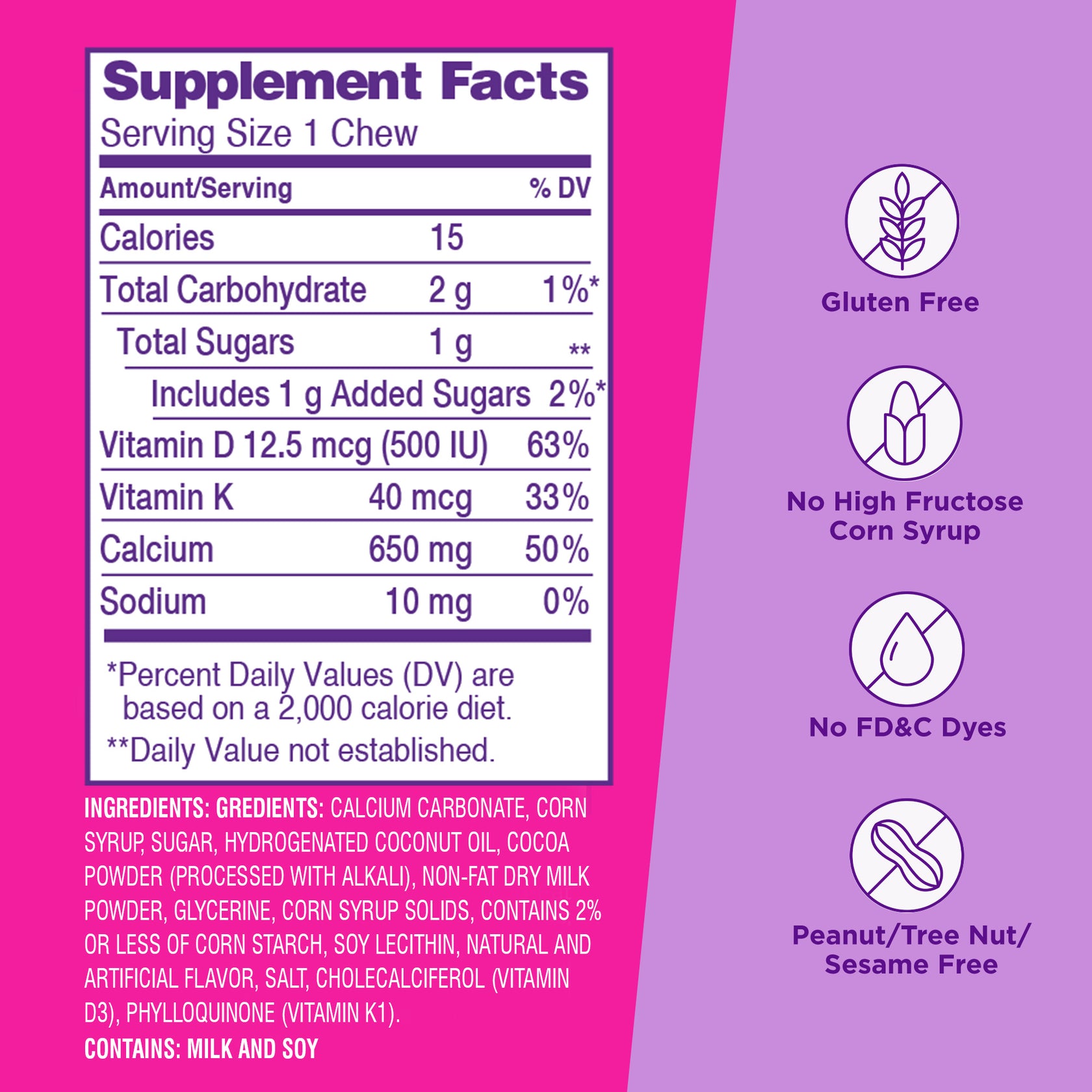 Calcium Chews + Vitamin D Supplement, Chocolate | Viactiv