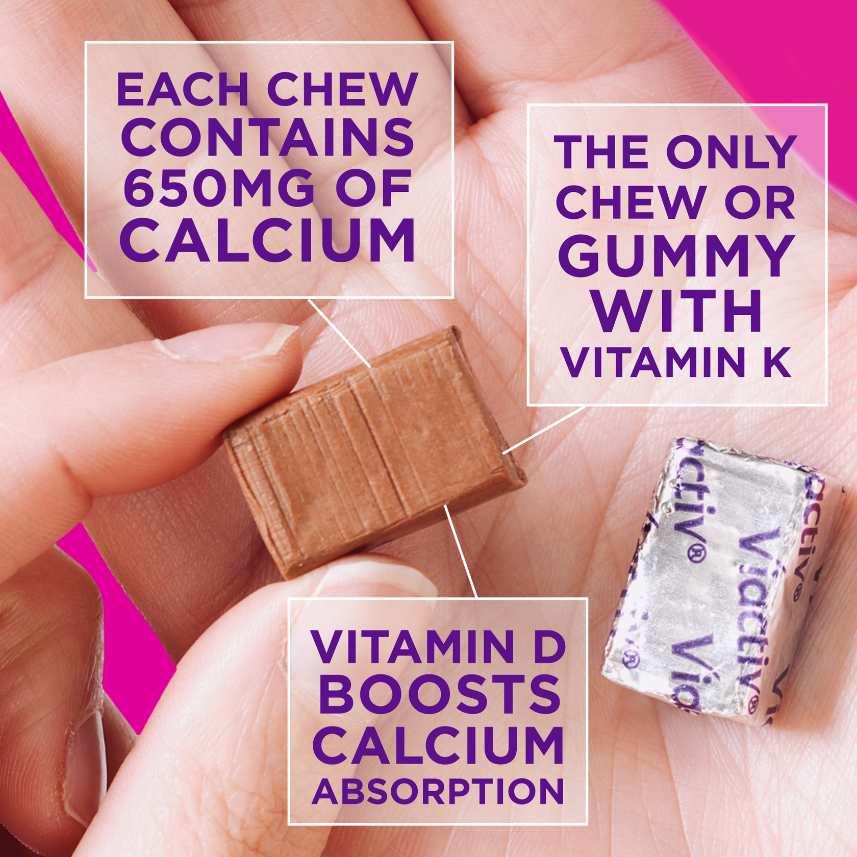 Calcium Chews + Vitamin D Supplement, Chocolate | Viactiv